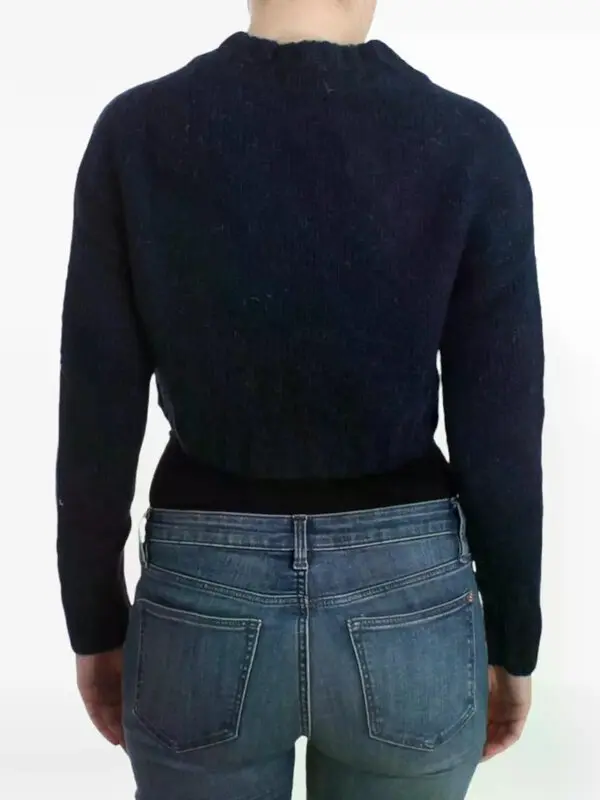 John Galliano Navy Knitted Cropped Cardigan
