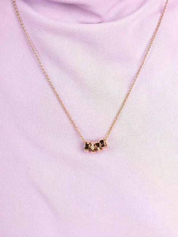 APM MONACO Love Morse Code Adjustable Necklace With Zirconia Stones - Pink