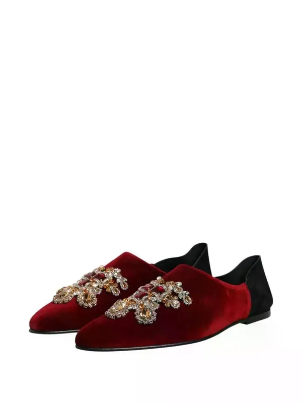 Dolce & Gabbana Crystal-embellished Velvet Loafers