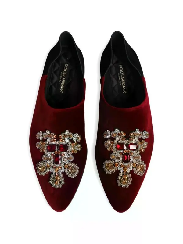 Dolce & Gabbana Crystal-embellished Velvet Loafers