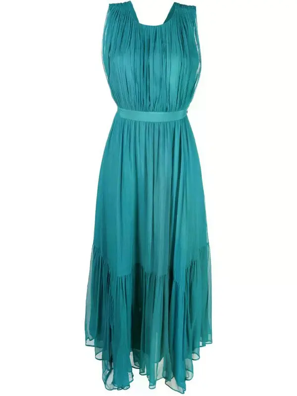 Ulla Johnson Teal Silk Plissé Dress
