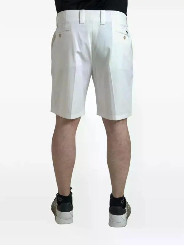 Dolce & Gabbana Cotton Pleated Buckled Tailored Fit Shorts