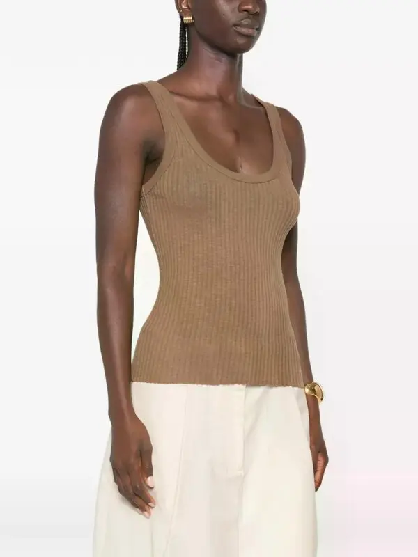 Enza Costa Ribbed Scoop Neck Tank Top