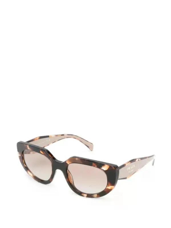 Prada Tortoiseshell Effect Geometric Frame Sunglasses - Brown