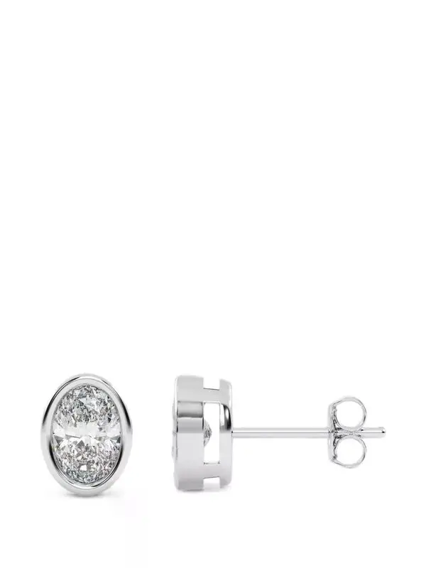 DIAMOND ESSENTIALS Lab-grown Oval Diamond Bezel Set Earrings