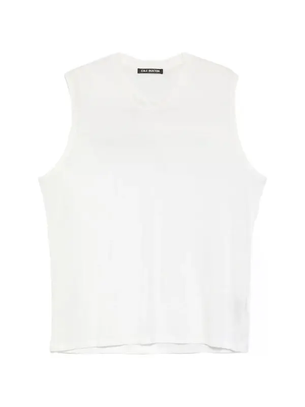 COLE BUXTON Graphic Print Sleeveless Crew Neck Top - White