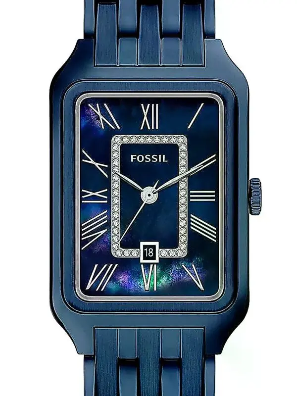 Fossil Raquel 26mm Watch With Dial And Stainless Steel Link Bracelet - Blue