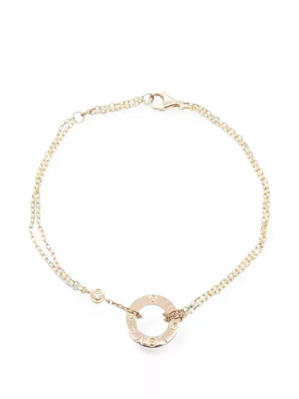 Cartier 18k Rose Gold Diamond Logo Circle Bracelet - Pink