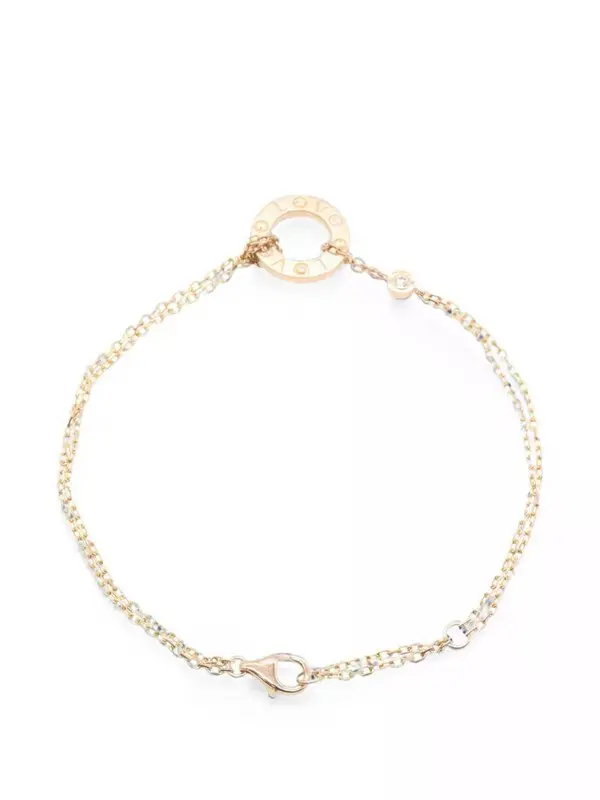 Cartier 18k Rose Gold Diamond Logo Circle Bracelet