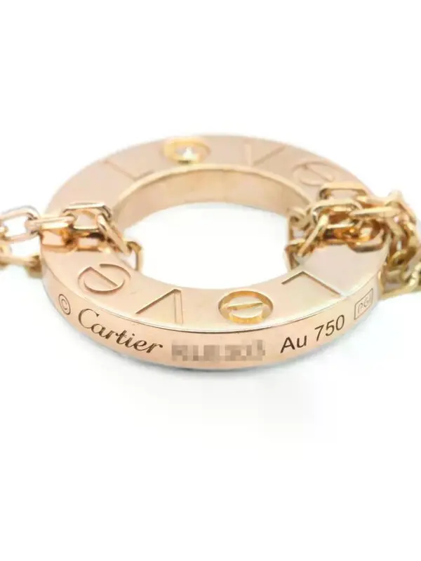 Cartier 18k Rose Gold Diamond Logo Circle Bracelet