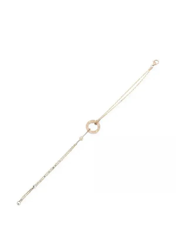 Cartier 18k Rose Gold Diamond Logo Circle Bracelet