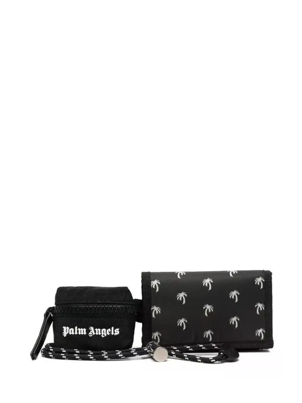Palm Angels Palm Tree Print Lanyard Wallet - Black