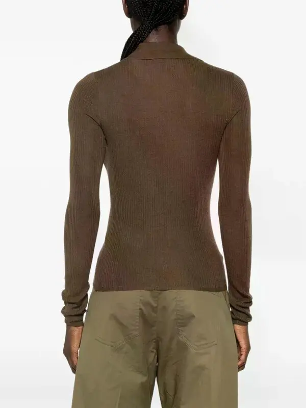 Max Mara Ribbed Knit Polo Sweater