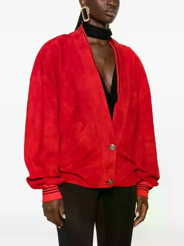Versace Suede Finish Striped Trim Jacket
