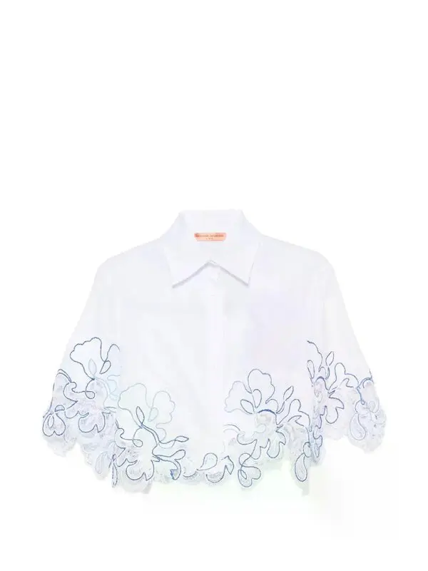 Ermanno Scervino Cropped Lace-trimmed Shirt
