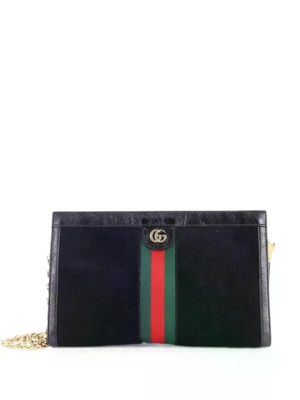 Gucci Ophidia Chain Shoulder Bag Suede Medium Crossbody Bag - Black