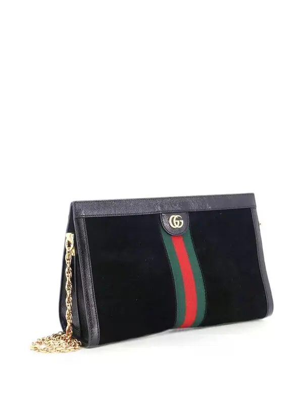 Gucci Ophidia Chain Shoulder Bag Suede Medium Crossbody Bag - Black