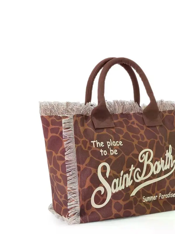 MC2 SAINT BARTH Animal-print Fringed Tote Bag - Brown
