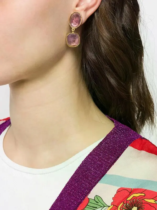 GOOSSENS Two Cabochon Clip Earrings - Purple