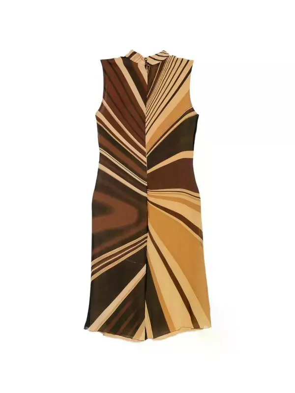 Versace Geometric Print Sleeveless High Neck Dress