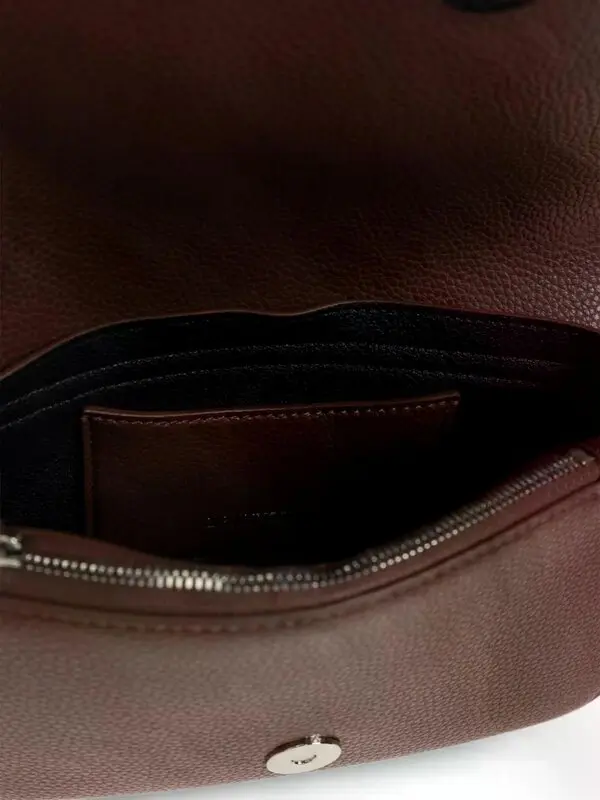 Emporio Armani Logo-print Pebbled-effect Shoulder Bag - Brown