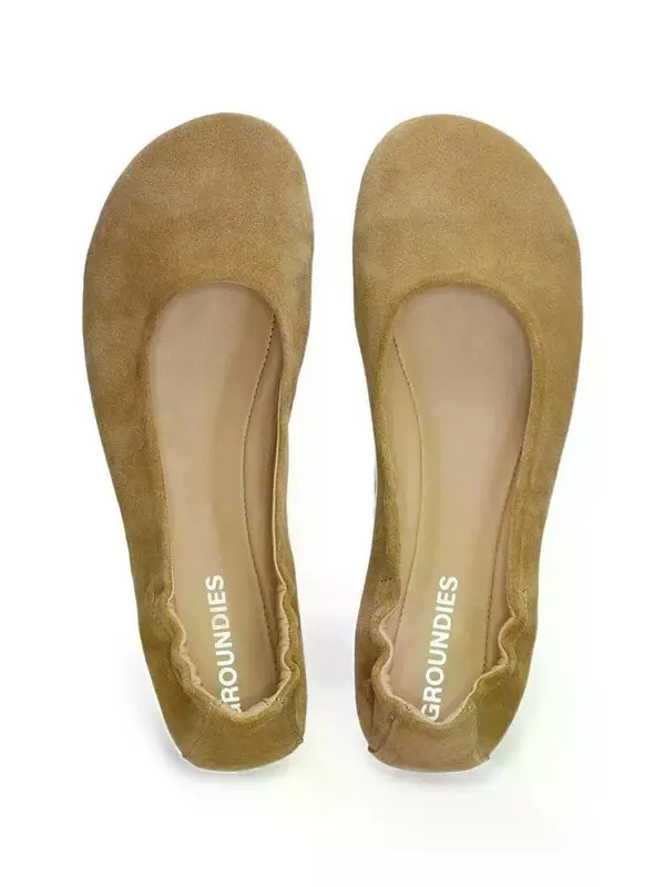 GROUNDIES Suede Ballet Flats With Elasticated Heel