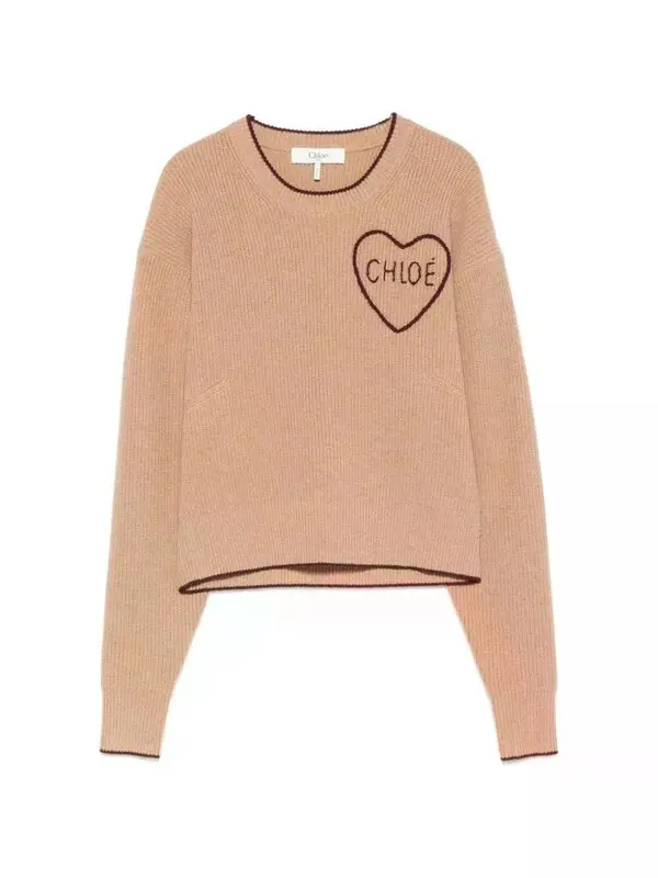 Chloé Heart-embroidered Ribbed Knit Sweater