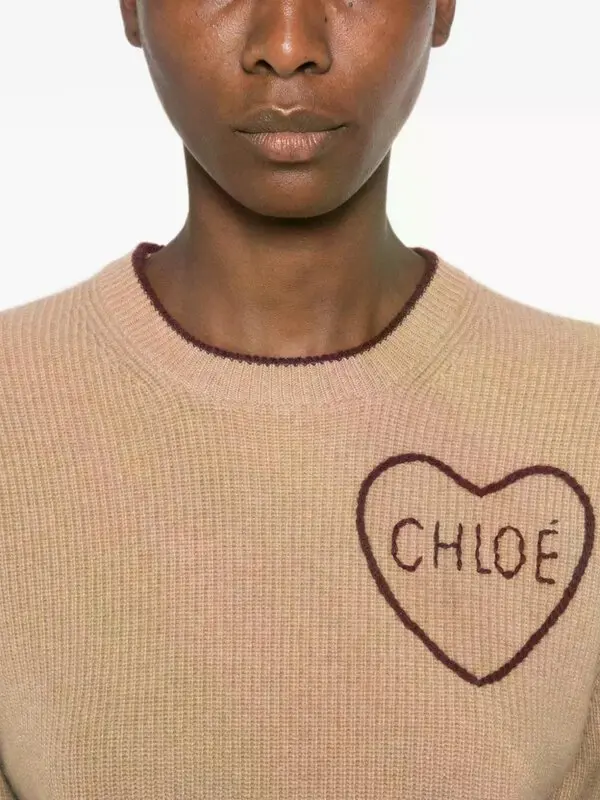 Chloé Heart-embroidered Ribbed Knit Sweater