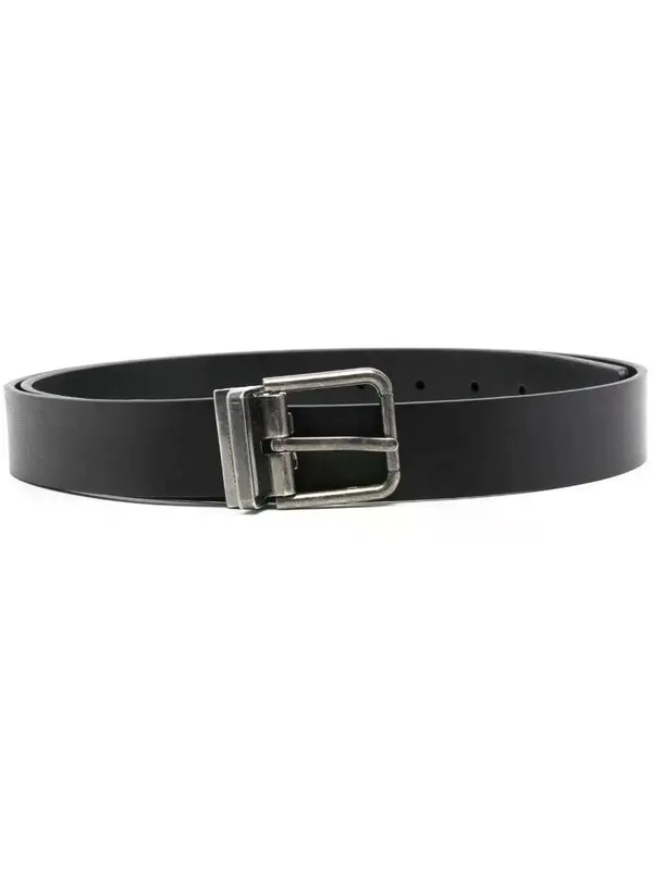 Dolce & Gabbana Leather Belt With Engraved Buckle