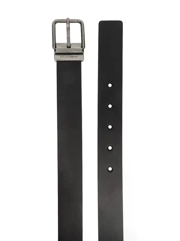 Dolce & Gabbana Leather Belt With Engraved Buckle