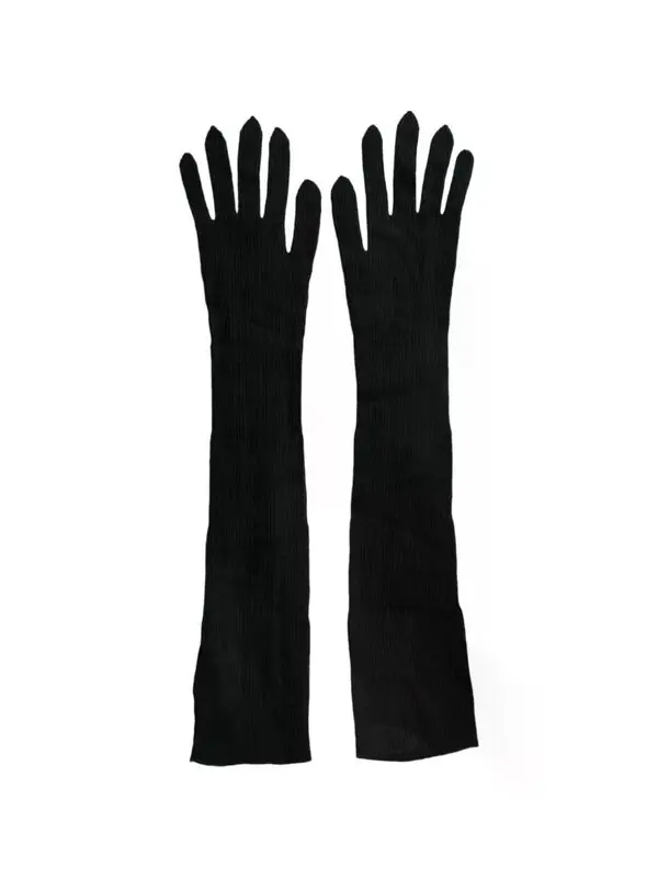 Dolce & Gabbana Ribbed Knit Gloves - Black