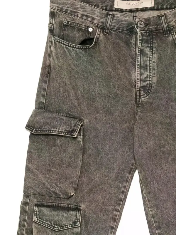 YES LONDON Acid Wash Cargo Pants
