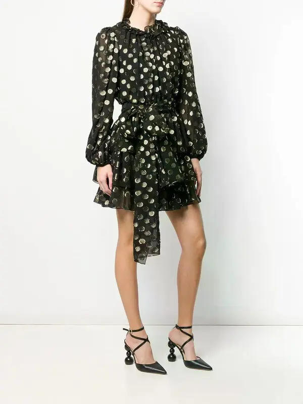 Dolce & Gabbana Polka Dot Metallic Tiered Dress