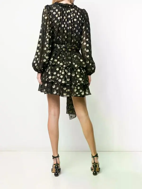 Dolce & Gabbana Polka Dot Metallic Tiered Dress