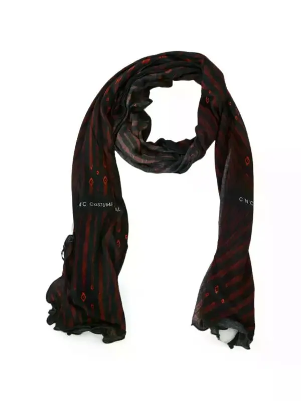 Costume National Diamond-pattern Stripe-print Scarf - Black