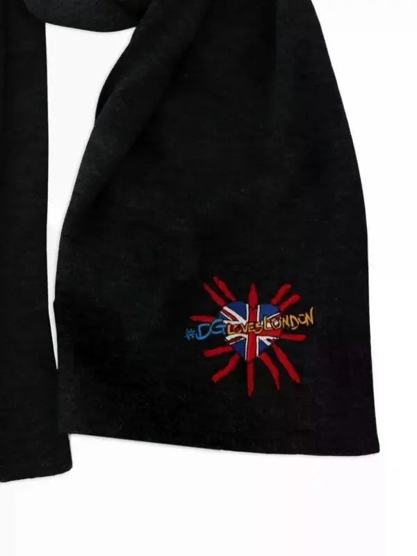 Dolce & Gabbana Embroidered Union Jack Scarf - Black