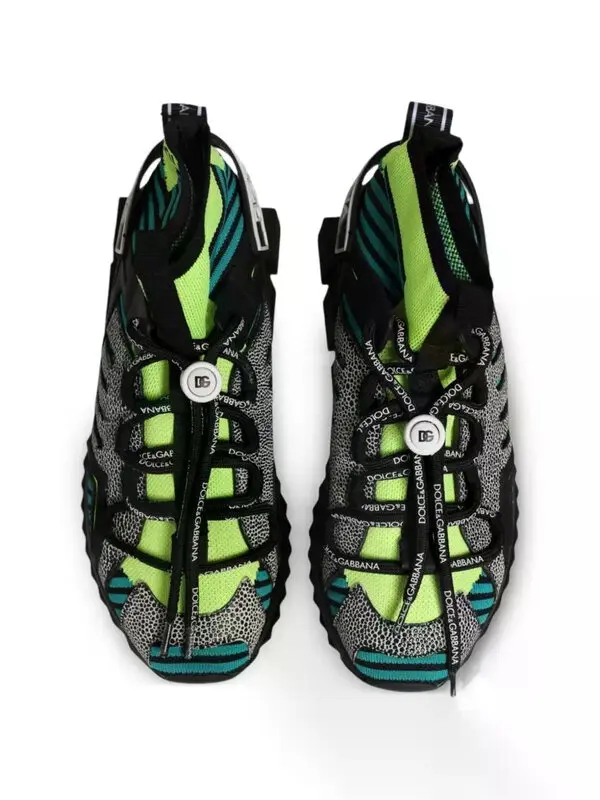 Dolce & Gabbana Sorrento Panelled High Top Sneakers - Green