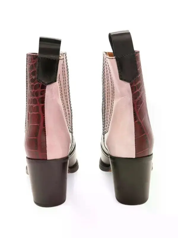 GANNI Crocodile-effect Ankle Boots