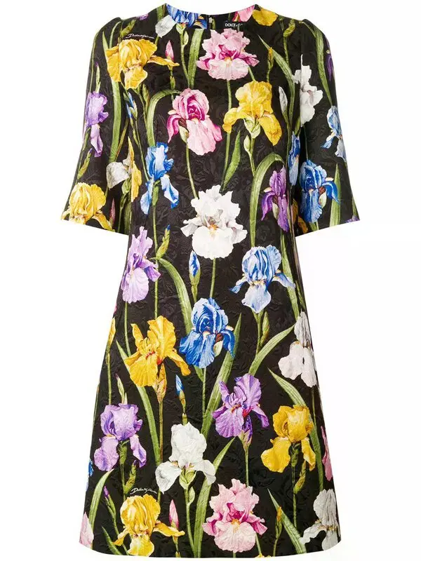 Dolce & Gabbana Floral Jacquard Midi Dress - Black