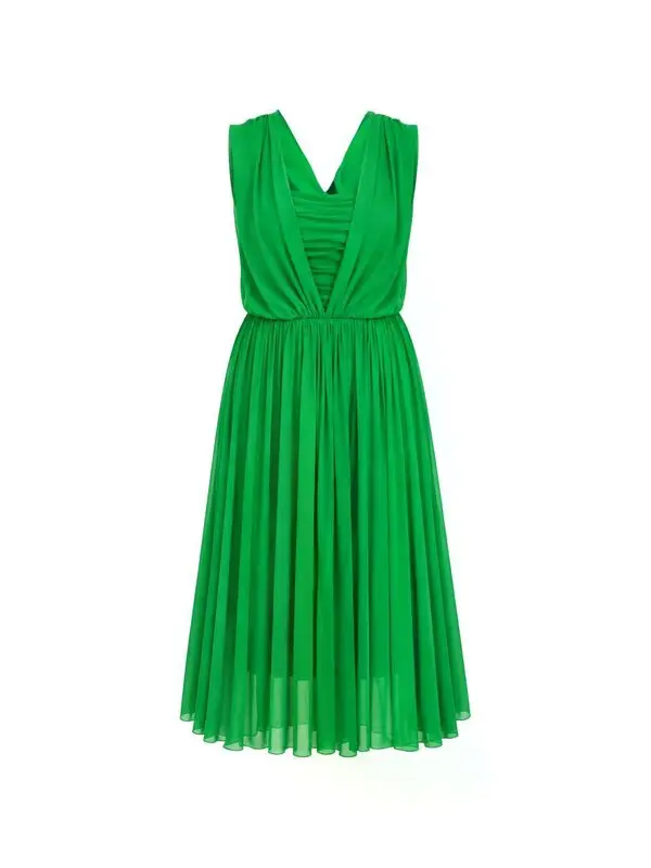 Dolce & Gabbana Pleated Silk Midi Dress