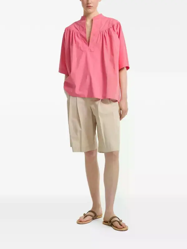 YVES SALOMON V-neck Poplin Blouse