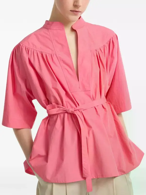 YVES SALOMON V-neck Poplin Blouse