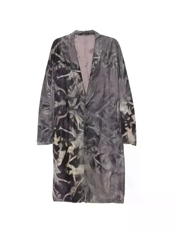 Yohji Yamamoto Graphic Print Long Sleeve Coat