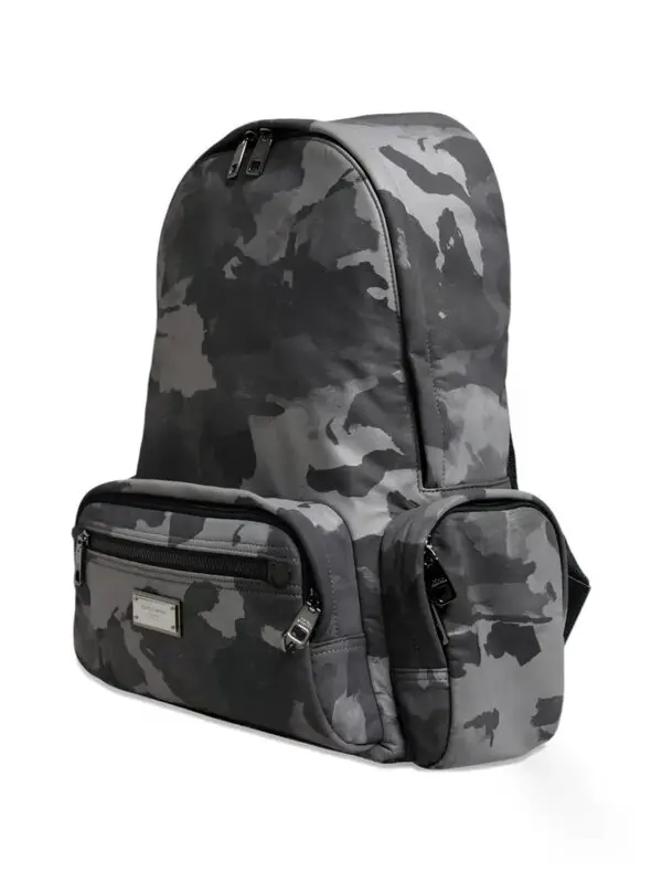 Dolce & Gabbana Camouflage Print Logo Plaque Backpack