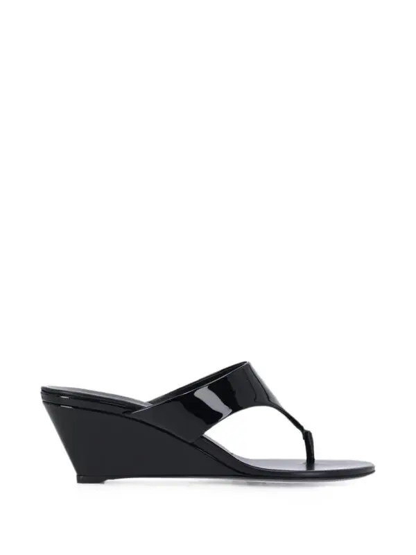 Prada Patent Wedge Sandals