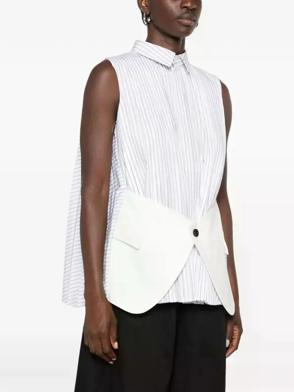 Sacai Striped Print Sleeveless Pleated-back Top