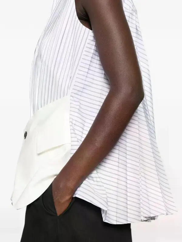 Sacai Striped Print Sleeveless Pleated-back Top