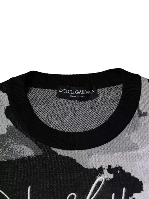 Dolce & Gabbana Camouflage Print Embroidered Logo Sweater