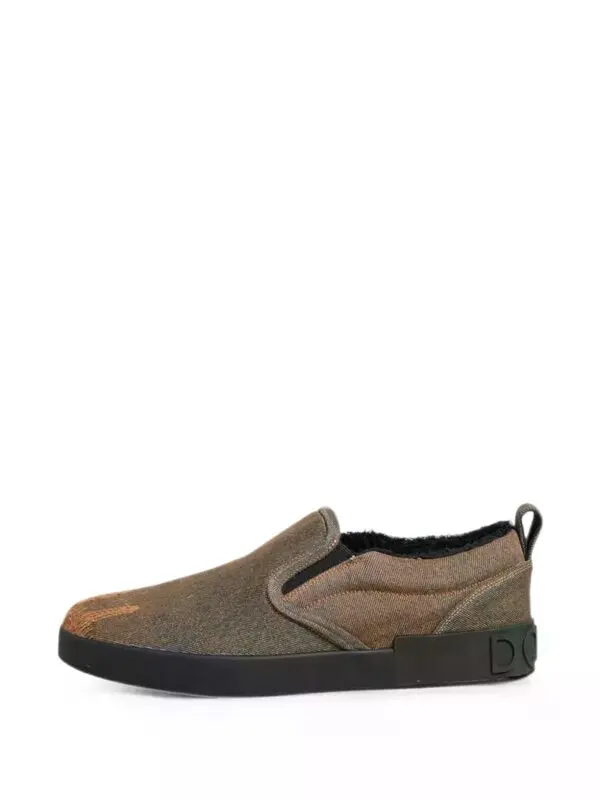 Dolce & Gabbana Distressed Denim Slip-on Sneakers