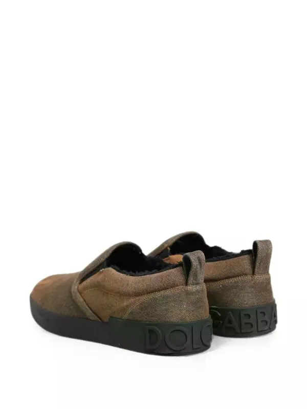 Dolce & Gabbana Distressed Denim Slip-on Sneakers